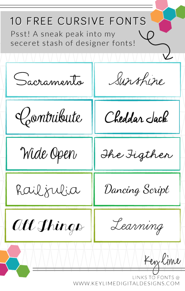 Free Cursive Fonts - Kendra John Designs