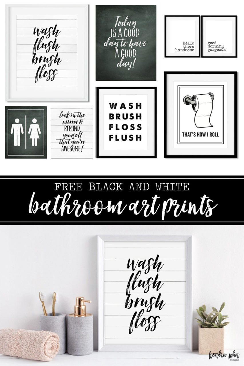10 Free Black and White Bathroom Printables - Kendra John Designs