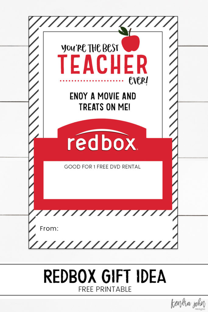 Free Redbox Teacher Appreciation Printable | Kendra John Designs