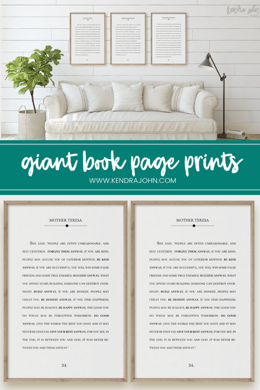 Giant Book Page Posters - Kendra John Designs