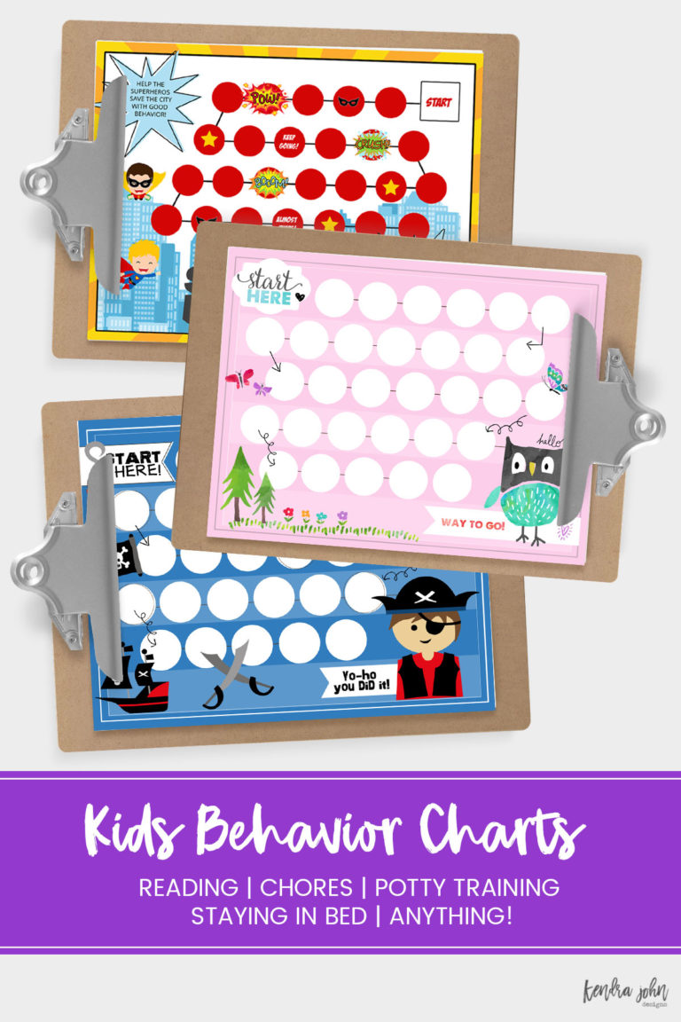 Kids Reward Chart Printables | Kendra John Designs