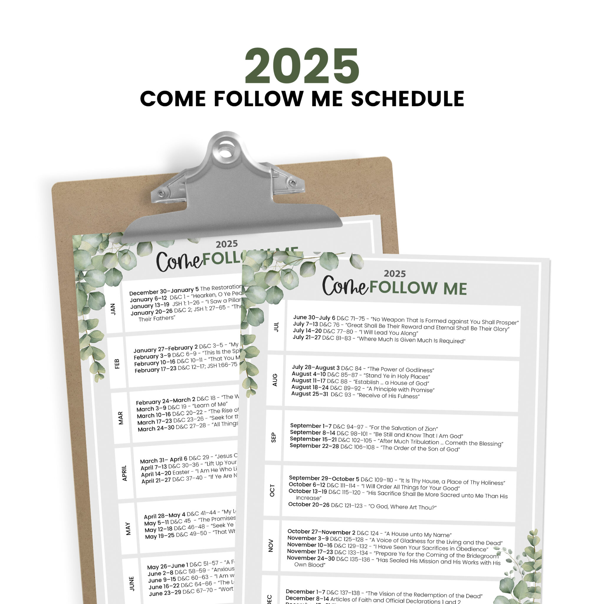 Free 2025 Come Follow Me Schedule - Kendra John Designs